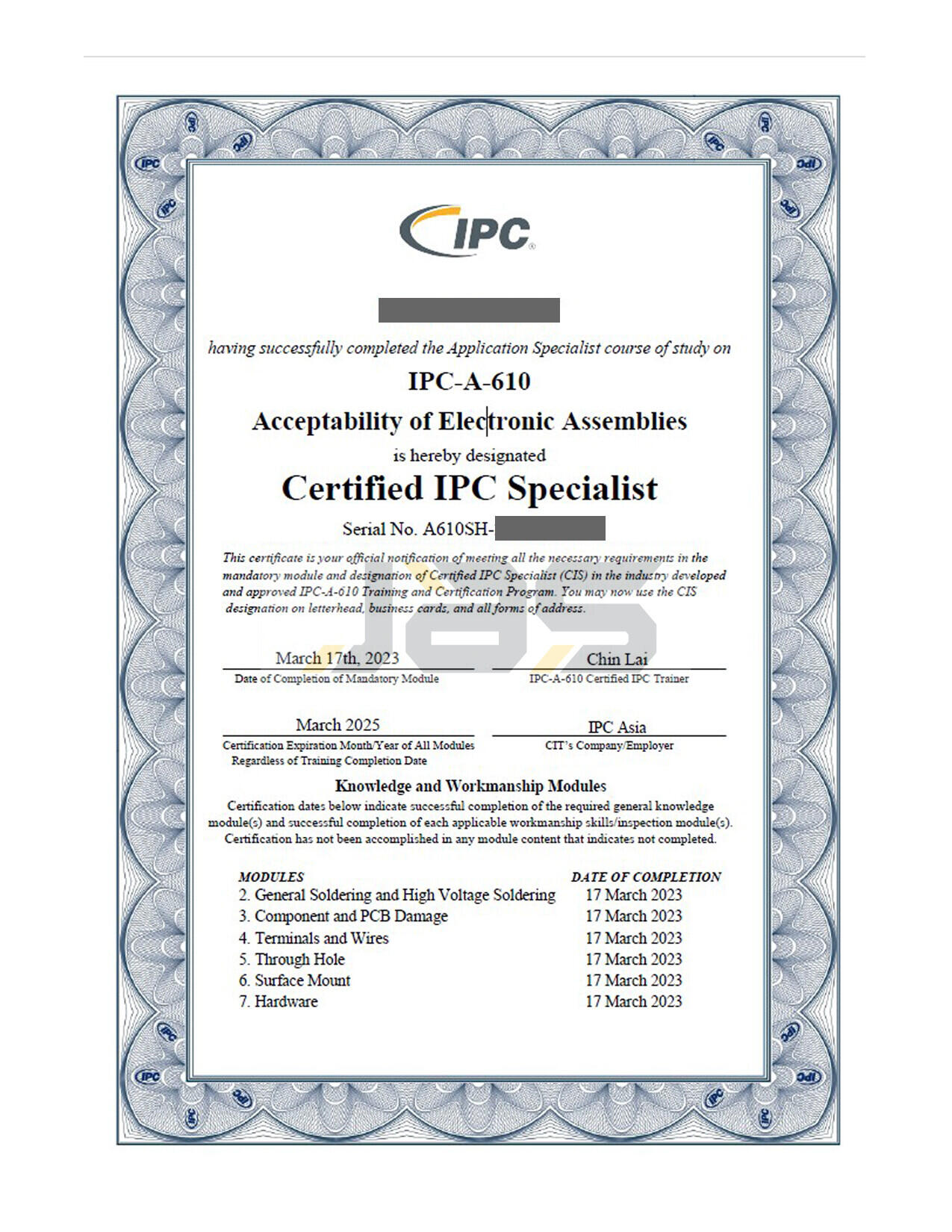 IPC-A-610 CIS